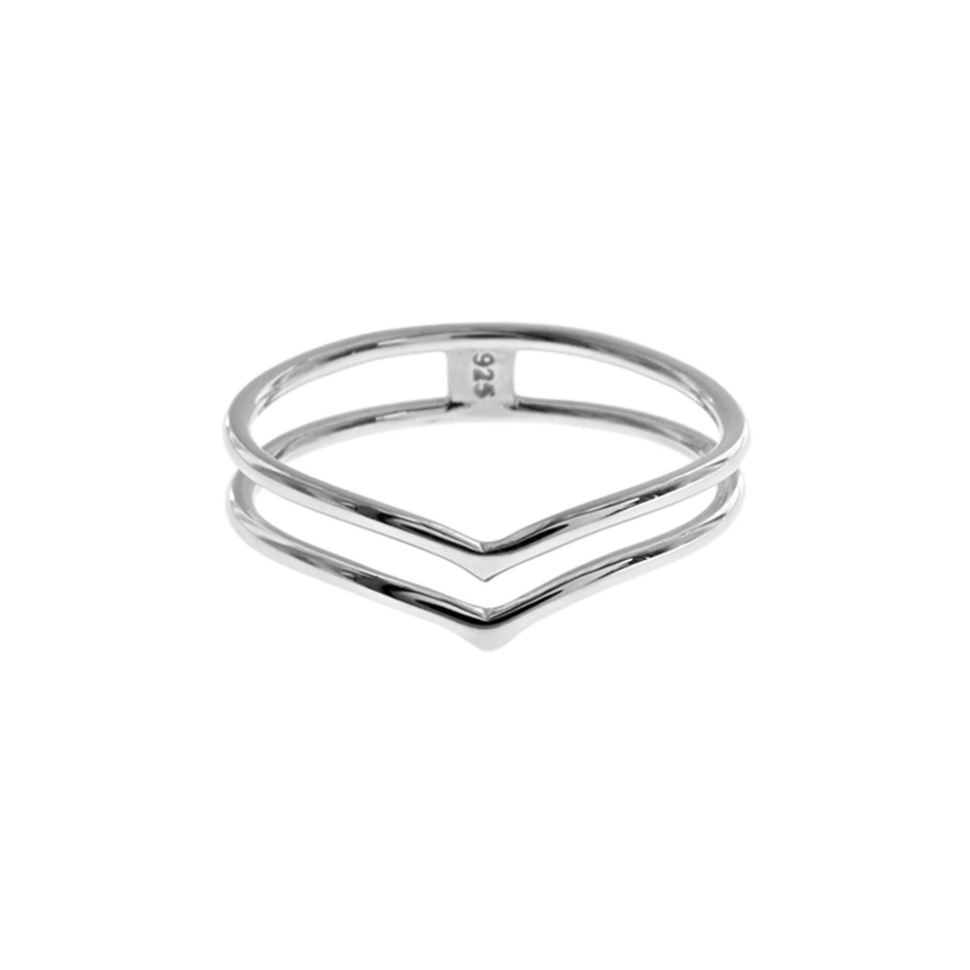 Bria adjoined double shallow wishbone ring | My Silver Jewellery